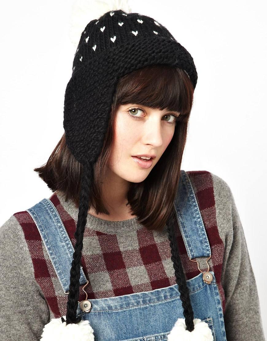 Miss Pom Pom Spotty Oversized Trapper Hat | LookMazing