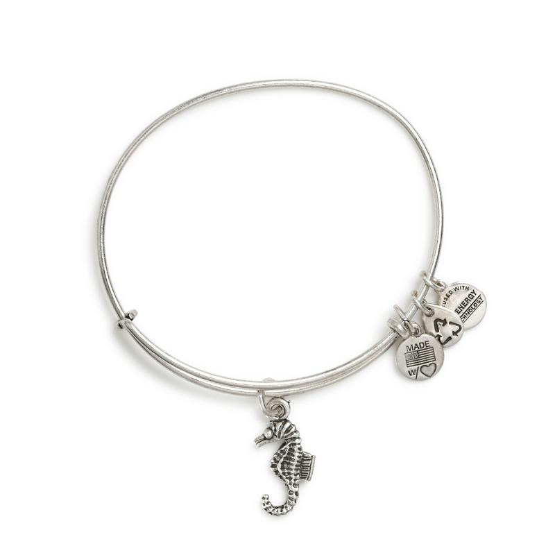 Alex And Ani Seahorse Charm Bangle, Rafaelian Silver Finish | LookMazing