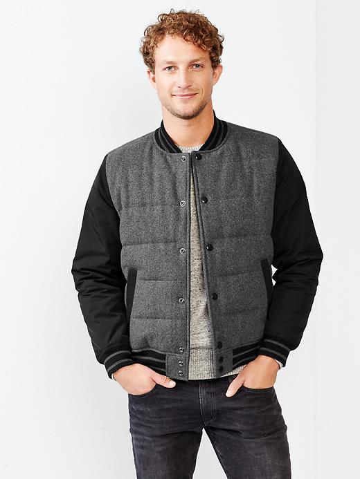 Gap Men Quilted Varsity Jacket - Dark Heather Grey | LookMazing
