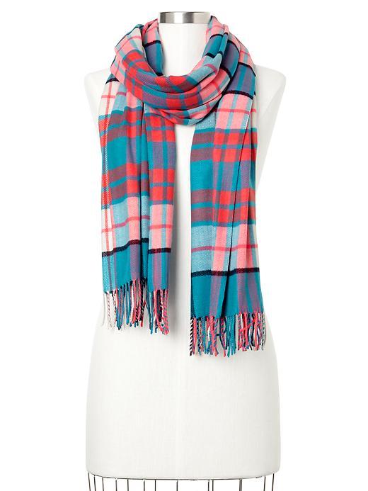Gap Cozy Multi Color Plaid Scarf - Aqua Opal | LookMazing