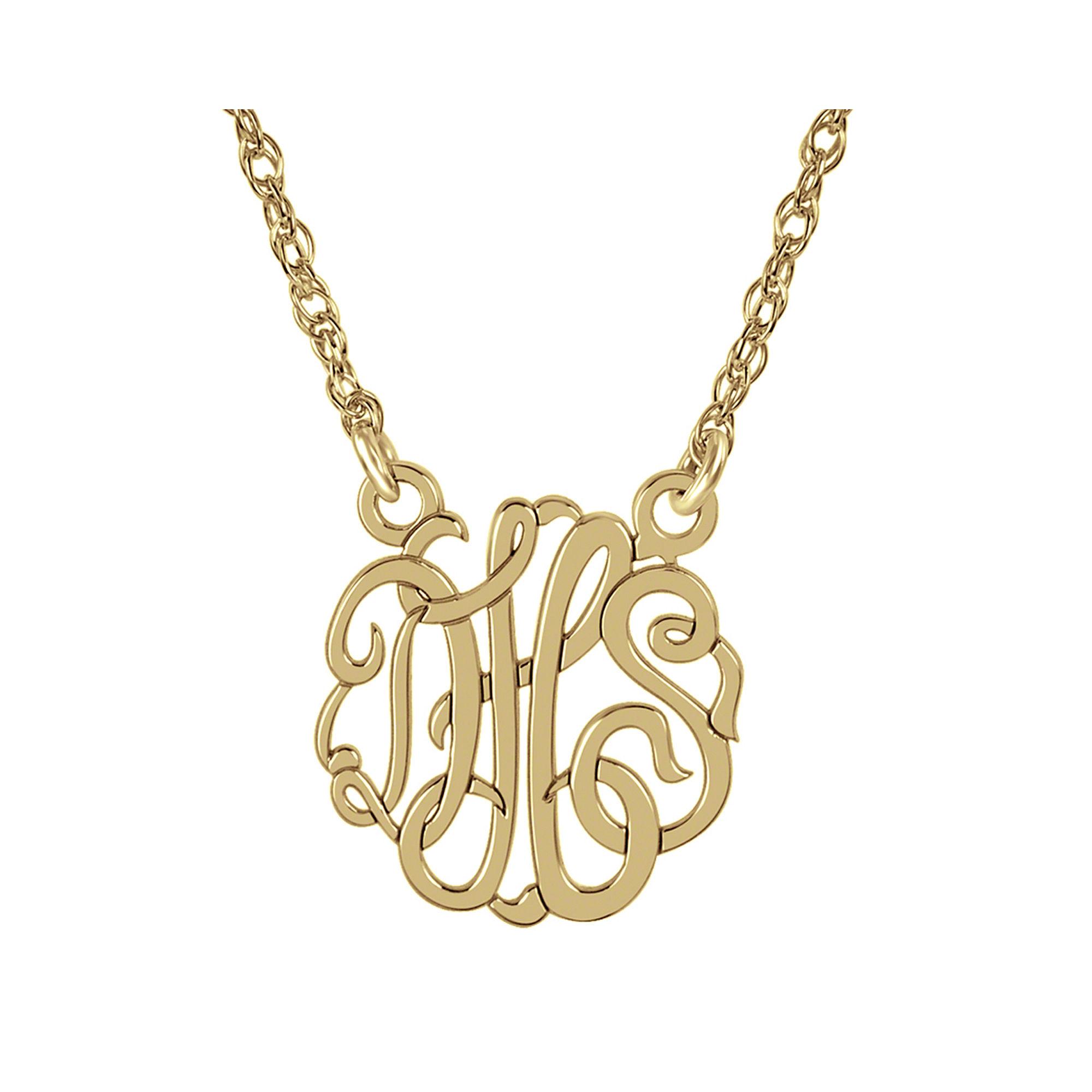 Personalized 14k Gold Over Sterling Silver 15mm Monogram Necklace ...