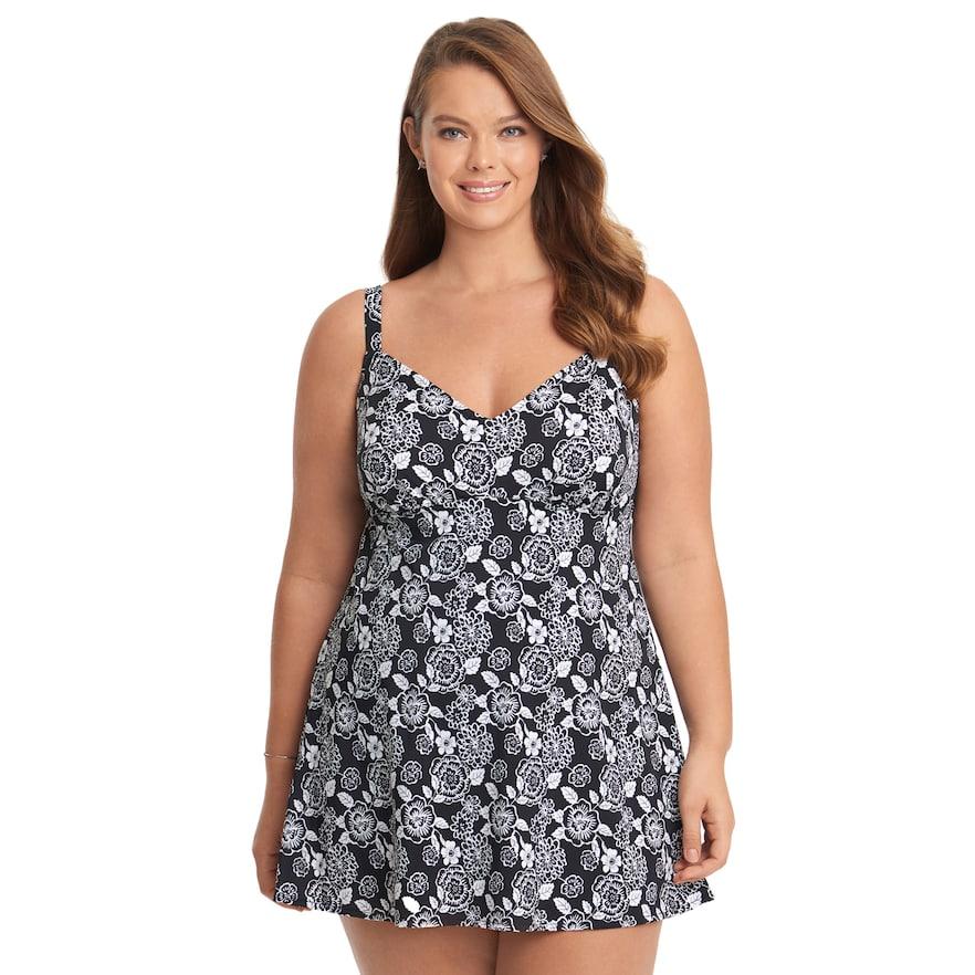 Plus Size Upstream Thigh Minimizer Swimdress Womens Size 26 W