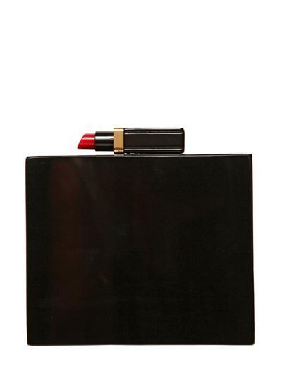 Lulu Guinness - Chloe' Perspex Clutch With Lipstick | LookMazing
