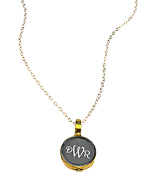 Gold Round Monogram Photo Locket Necklace | LookMazing