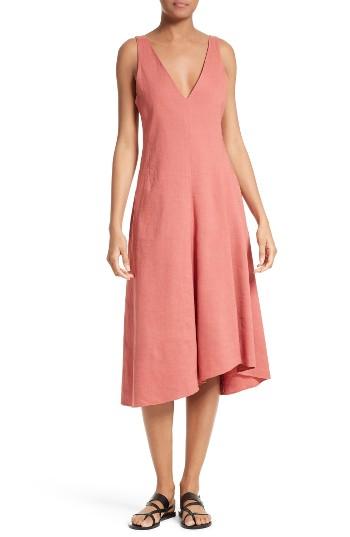 Women's Theory Tadayon Stretch Linen Blend Midi Dress | LookMazing